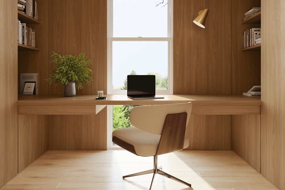 Color Drenched Custom Home Office